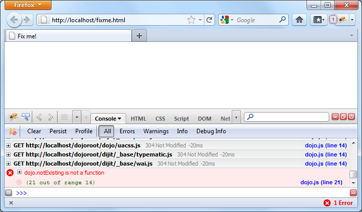 Debugging Tutorial — The Dojo Toolkit Reference Guide