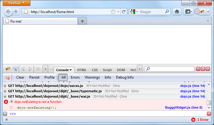 Debugging Tutorial — The Dojo Toolkit - Reference Guide